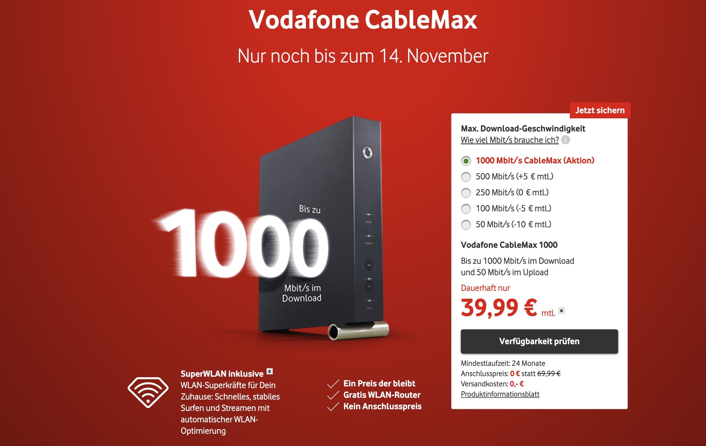 Günstiger CableMax-Tarif von Vodafone wohl ein Auslaufmodell