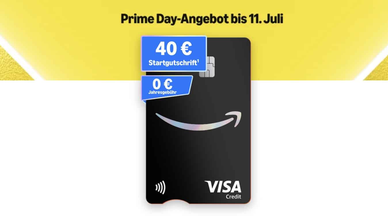 Amazon VISA: 40 € Startguthaben und 2 % Cashback zum Prime Day